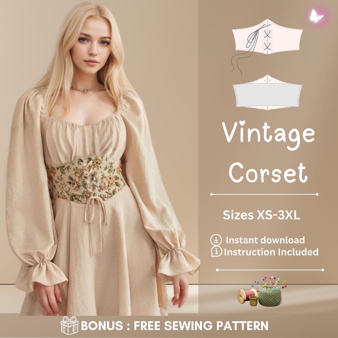 Vintage Underbust Corset Sewing Pattern | Corset Belt Pattern | Corset ...