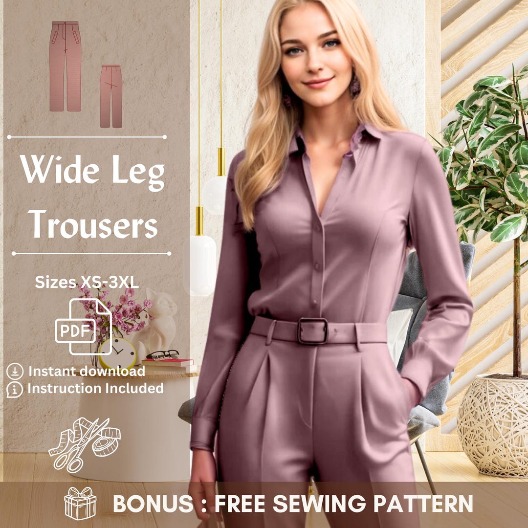 Wide Leg Trousers Sewing Pattern | Women Pants Pattern | Easy Wide Leg ...