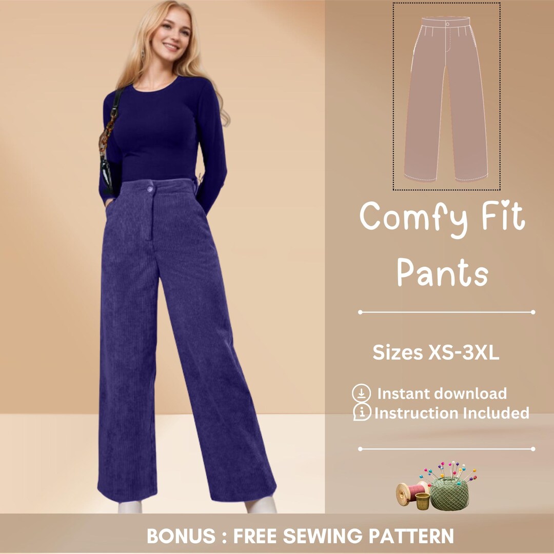 Comfy Fit Pants Pattern | Women Pants Pattern | Trousers Pattern ...