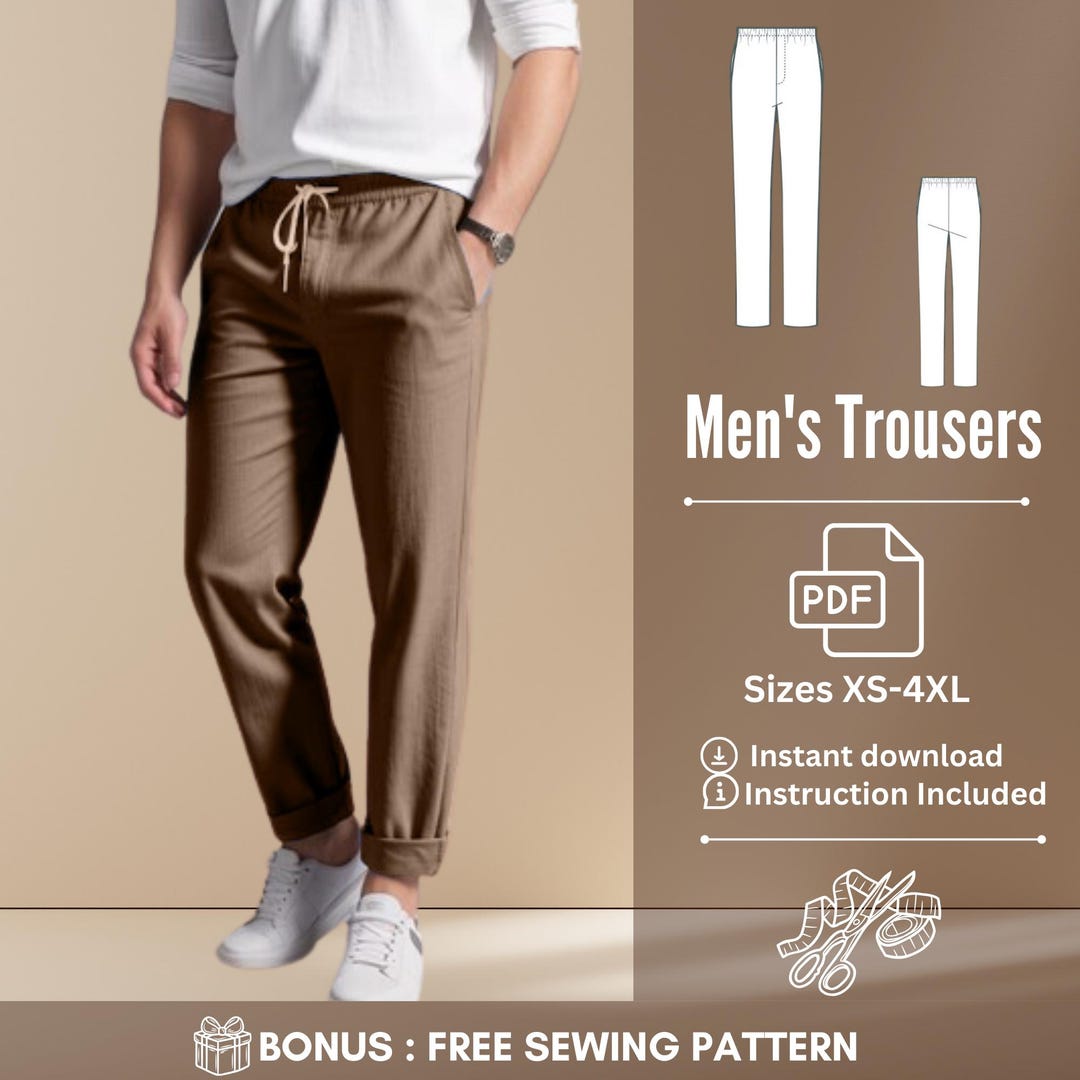 Men's Trousers Sewing Pattern | Men's Pants Pattern | Men's Summer ...
