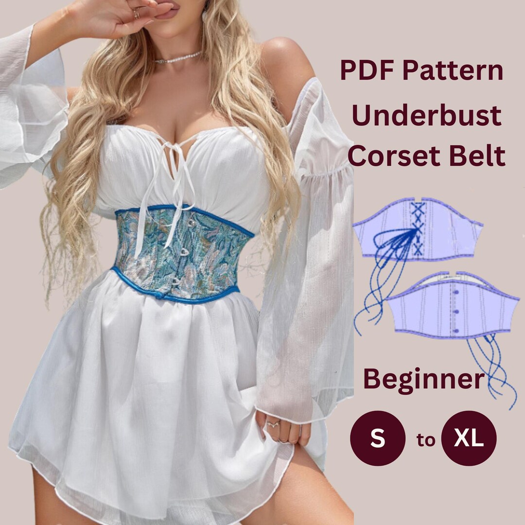 Underbust Corset Sewing Pattern PDF Corset Belt Pattern S-XL Corset Top Sewing Pattern Waist ...