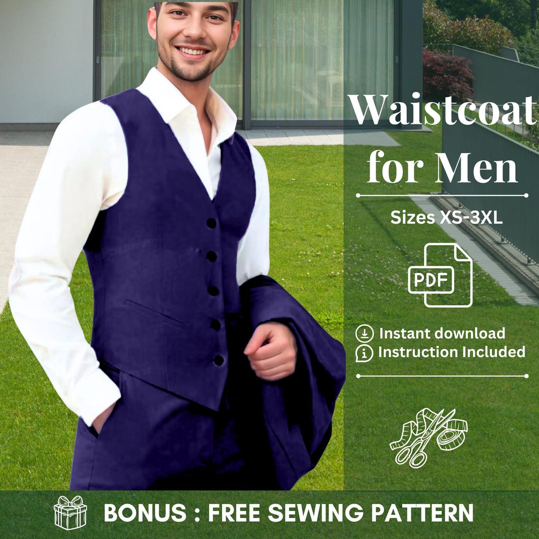 Waistcoat for Men | Sewing Pattern Vest Men PDF | Formal Waistcoat ...