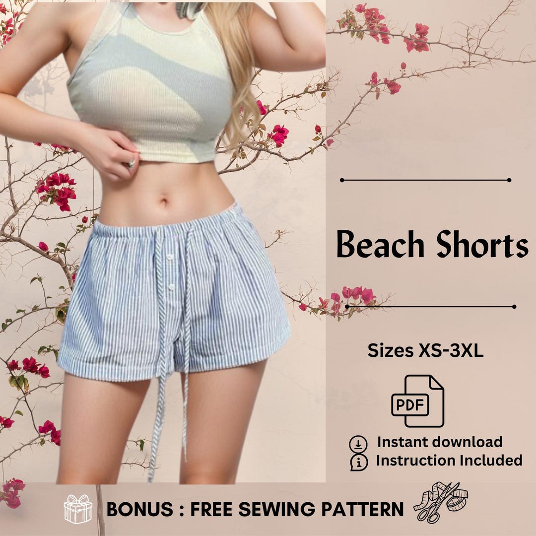 Beach Shorts Sewing Pattern PDF | Women Shorts Pattern | Beginner ...