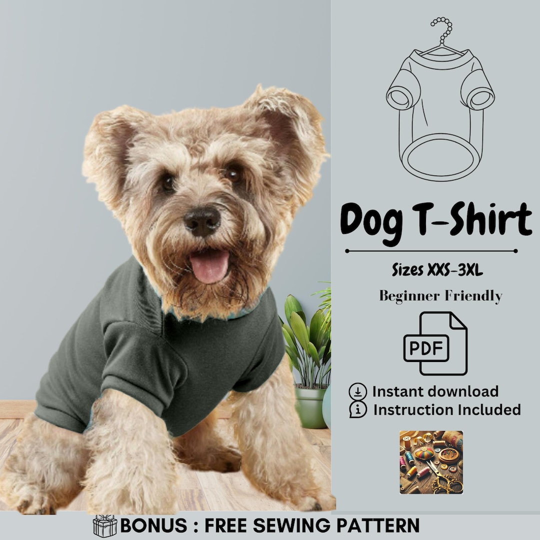 Dog T-shirt Sewing Pattern | Comfortable Dog Shirt Pattern | Beginner Dog Shirt PDF Sewing ...