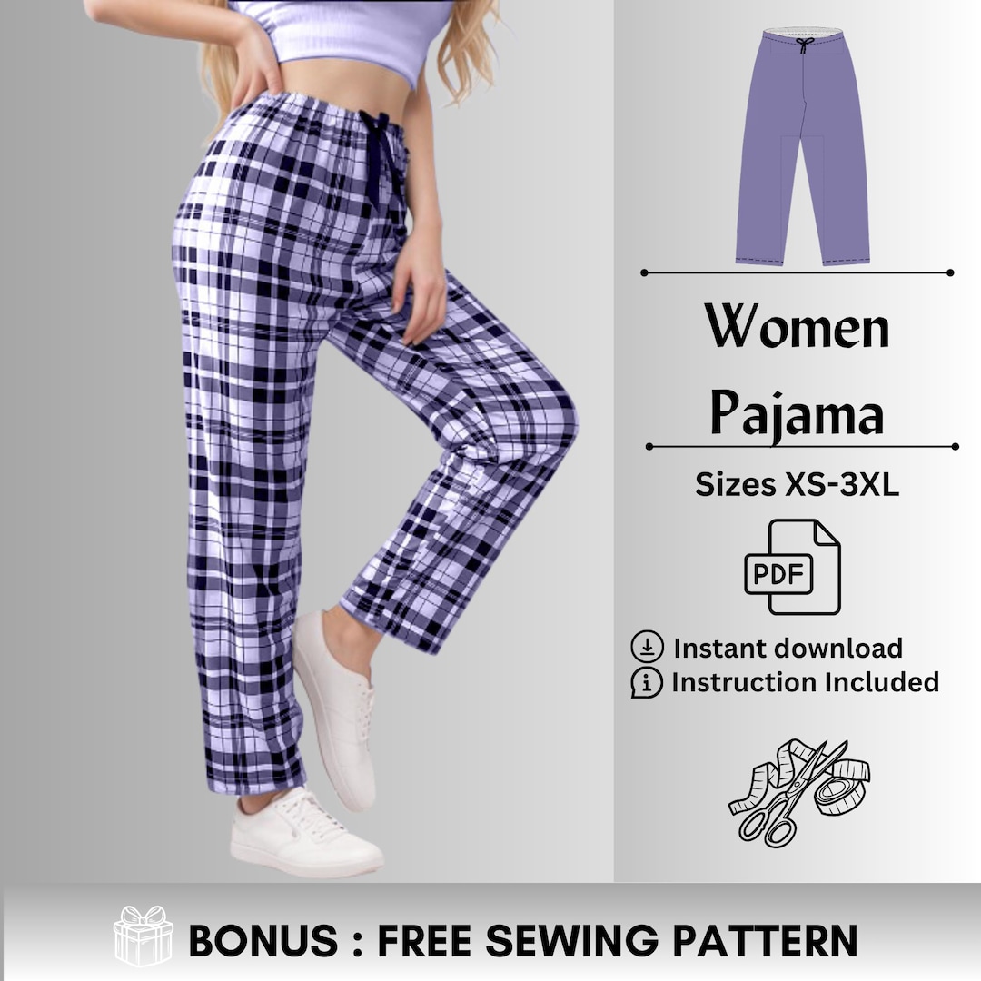 Women Pajama Sewing Pattern, Women Pajama Pattern, Women Pajama Pants ...