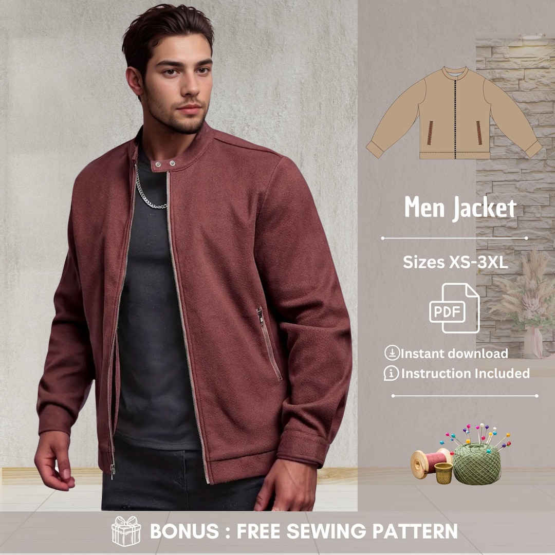 Men Jacket Sewing Pattern | Jacket Sewing Pattern Men | Men Sewing ...