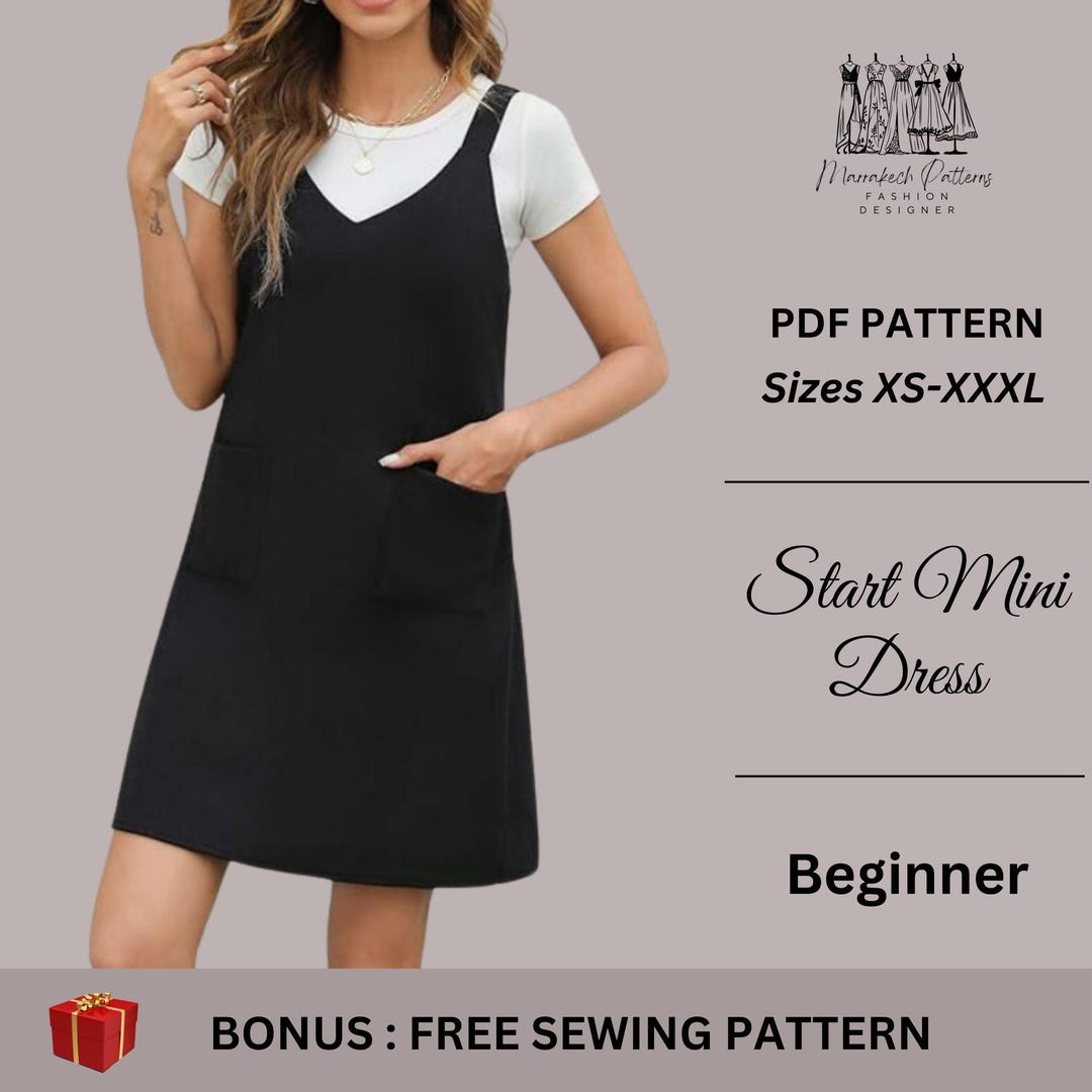Apron Dress Sewing Pattern Overall Dress With Pockets Sewing Pattern ...