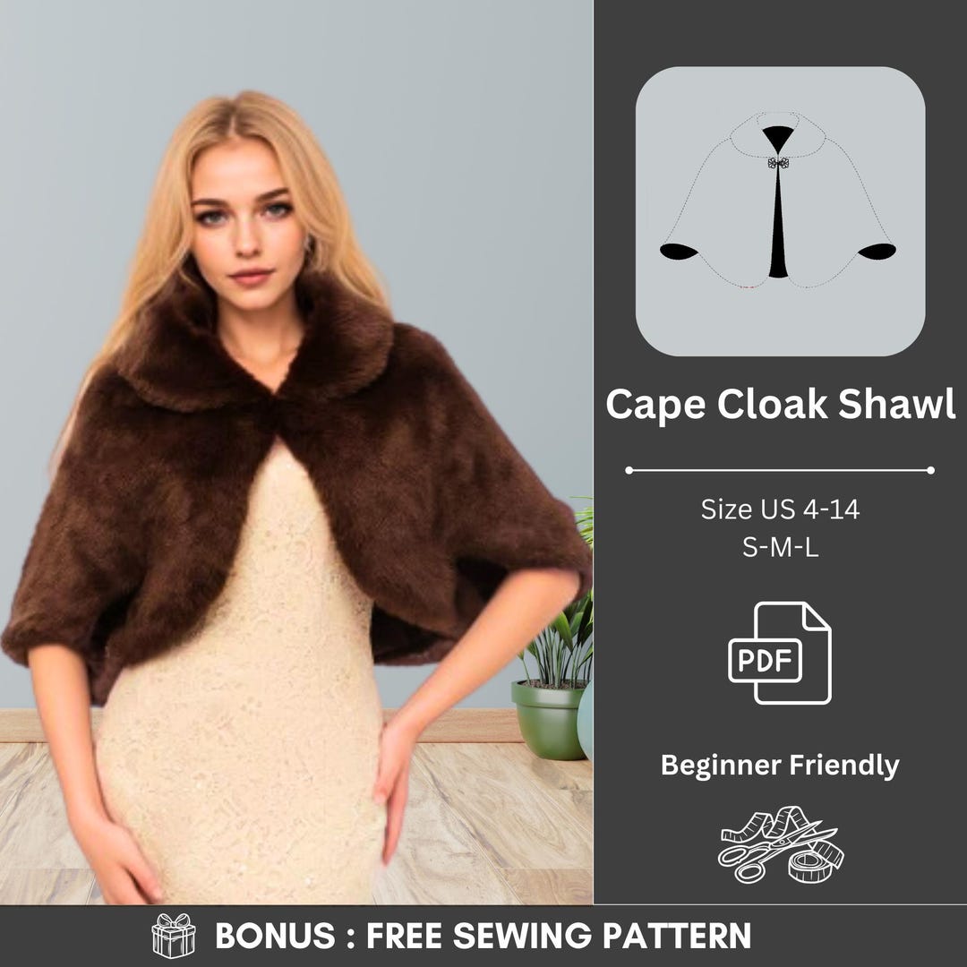 Cape Shawl Sewing Pattern | Cape Sewing Pattern | Shawl Sewing Pattern ...