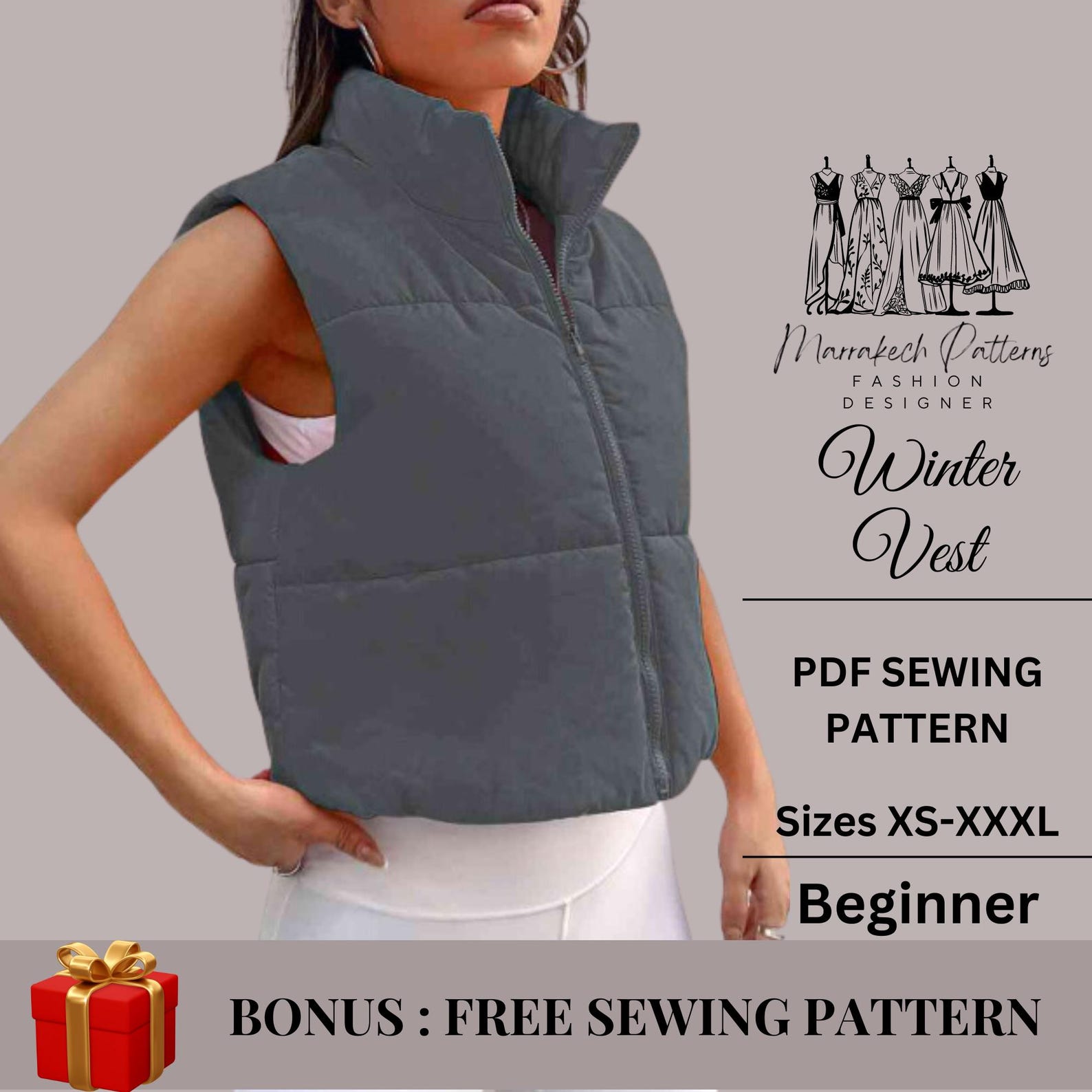 Quilted Vest Sewing Tutorial Women Quilted Vestdiy Sleeveless ...