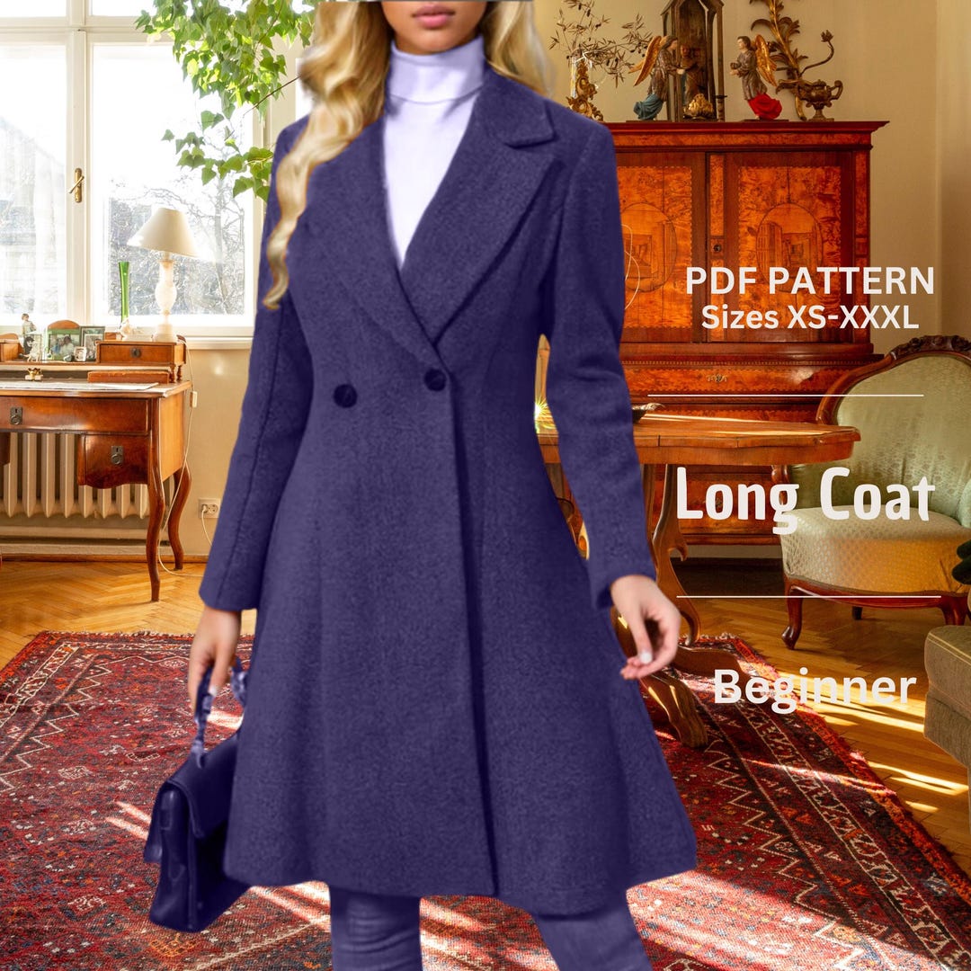 Long Coat Sewing Pattern PDF | Women’s Overcoat Pattern | Winter Jacket ...