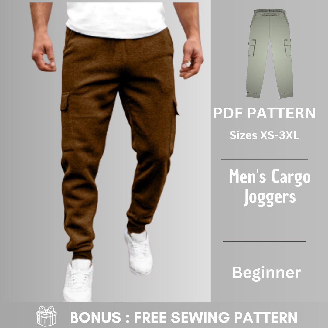 Men's Cargo Joggers Sewing Pattern | Jogger Patterns PDF | Sweatpants ...