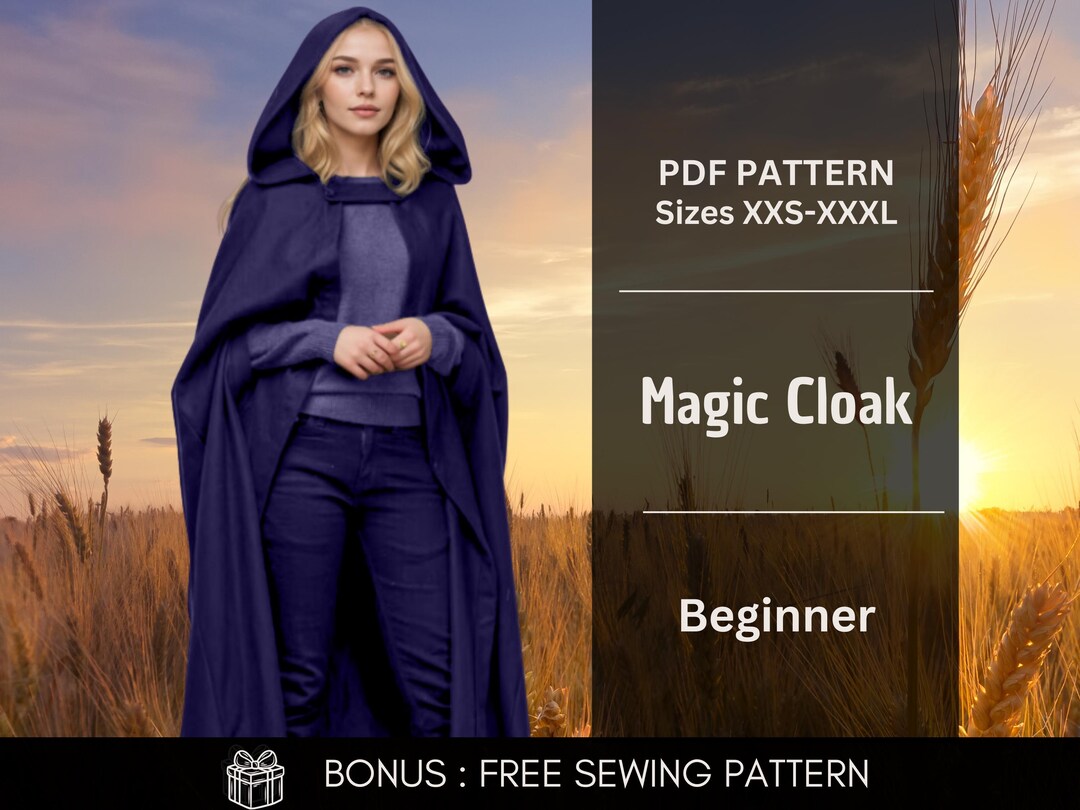 Magic Cloak Sewing Pattern | Hooded Cloak Costume Pattern | Fantasy Cape Sewing | Elven Hooded ...