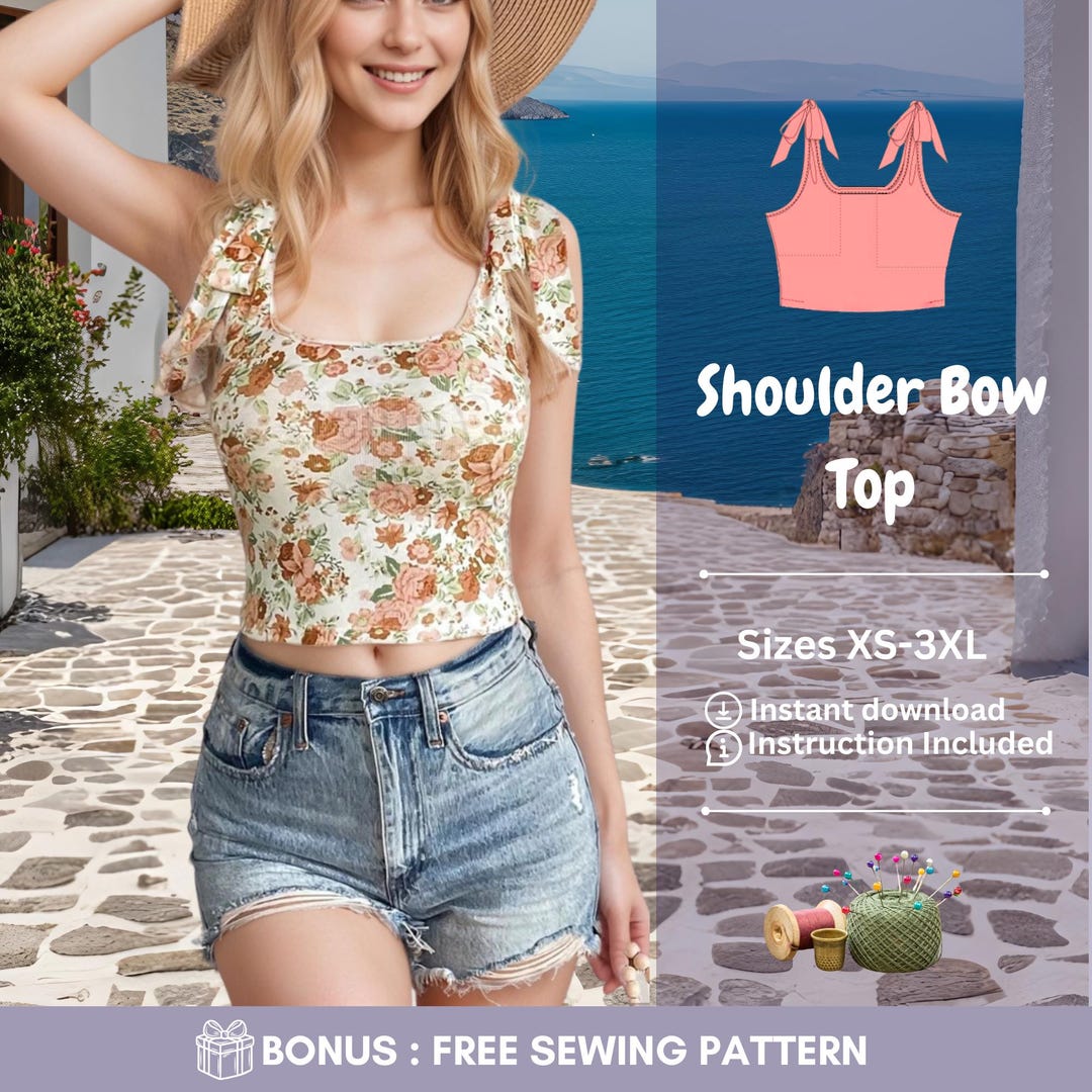 Tie Top Sewing Pattern for Women | Shoulder Tie Crop Top | Easy Tank ...