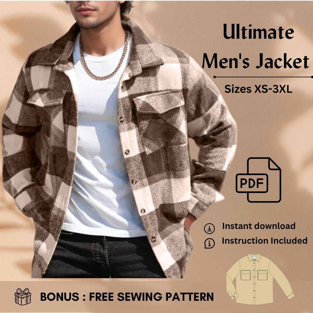 Ultimate Men's Jacket Sewing | PDF Sewing Pattern | Men Jacket Pattern ...