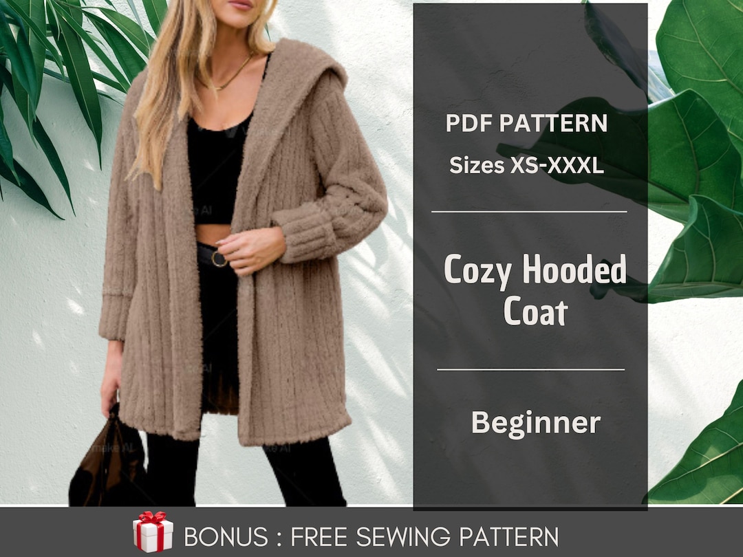 Cozy Hooded Coat Sewing Pattern | Coat Pattern | Jacket Pattern ...