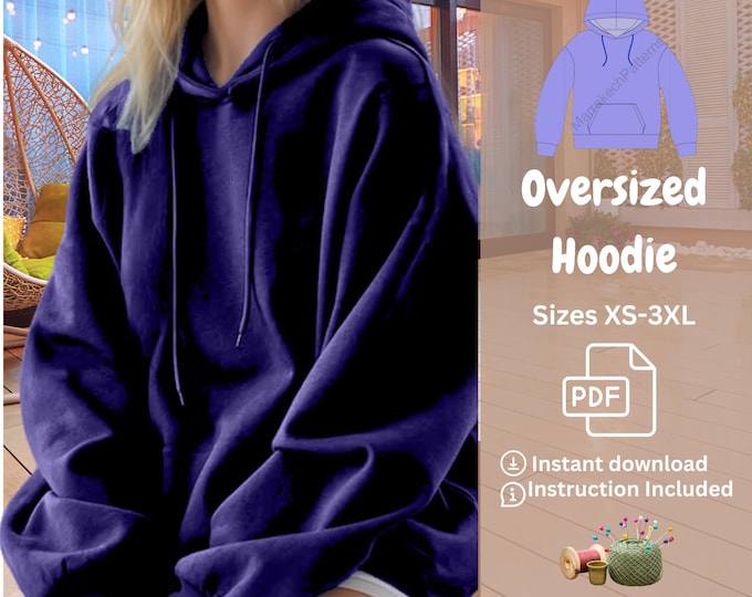 Oversized Hoodie Sewing Pattern Beginner-friendly Pullover Womens Loose ...