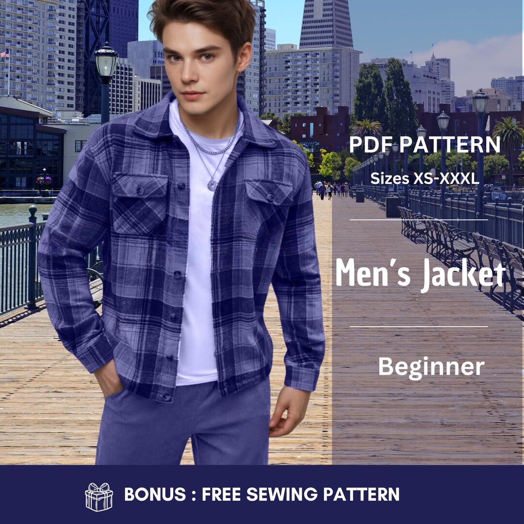 Jacket Pattern for Men, Men Sewing Pattern, Shirt Jacket Pattern, Shirt ...