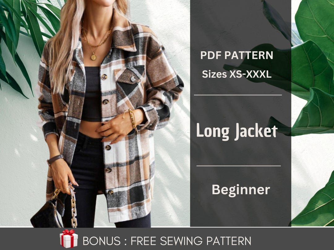 Long Jacket Sewing Pattern | Women Jacket Pattern | Winter Coat Sewing ...