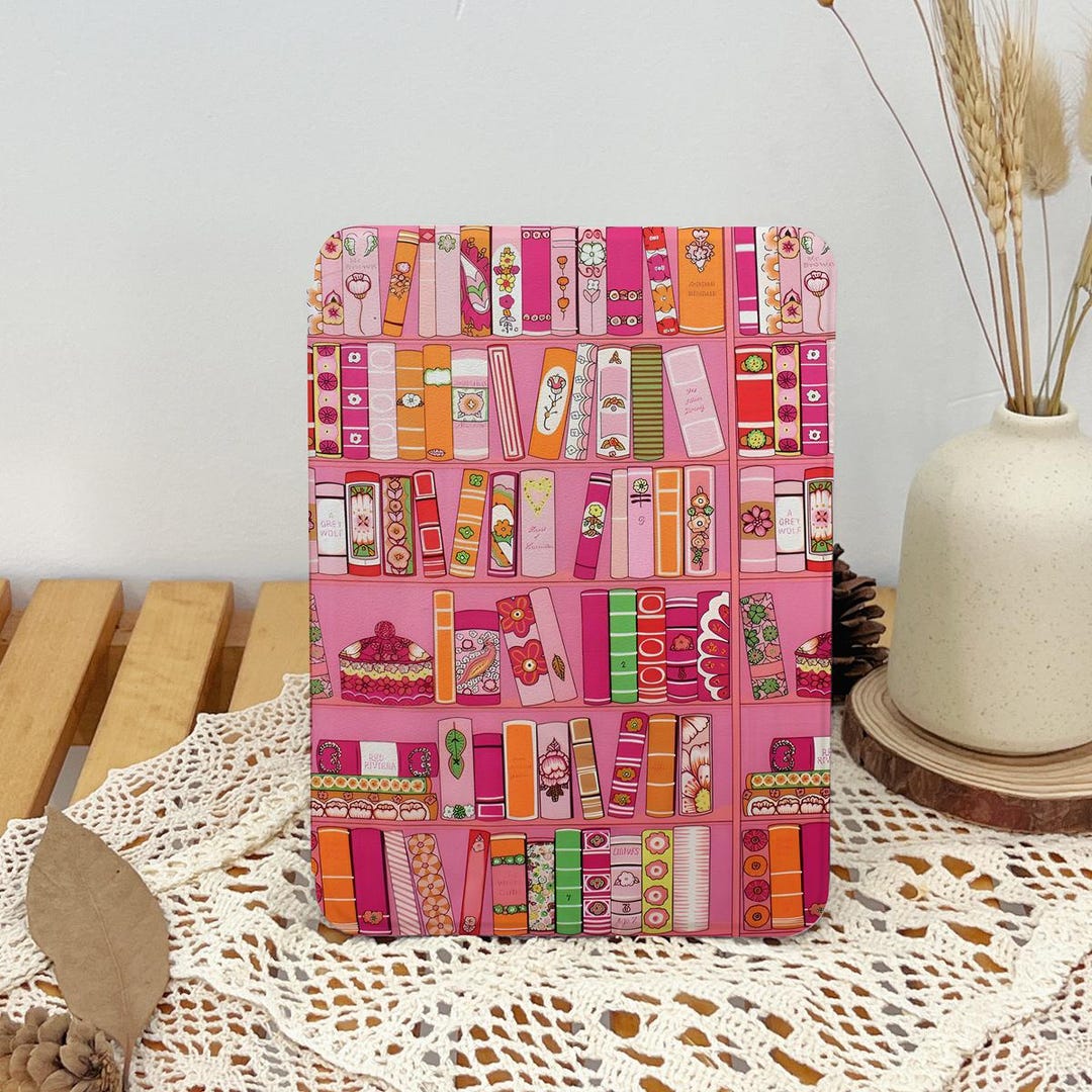 Pink Bookshelf Kindle Case, All New Kindle Paperwhite 12th 7"cover ...