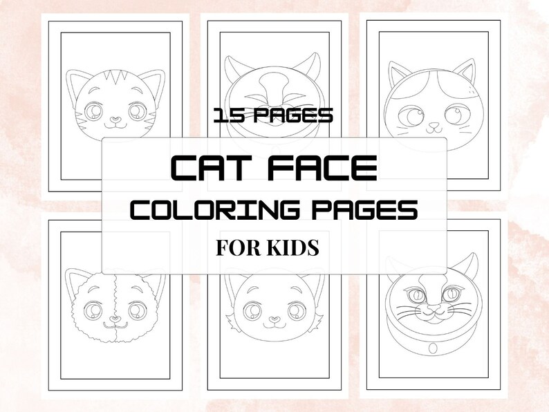 15 Cat Face Coloring Pages, Printable Cat Coloring Pages, Kids Activity ...