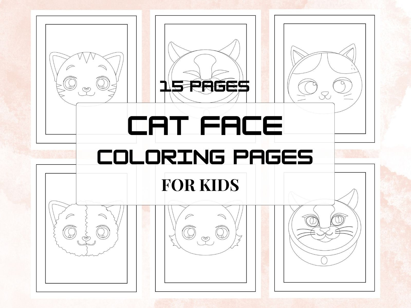 15 Cat Face Coloring Pages, Printable Cat Coloring Pages, Kids Activity ...
