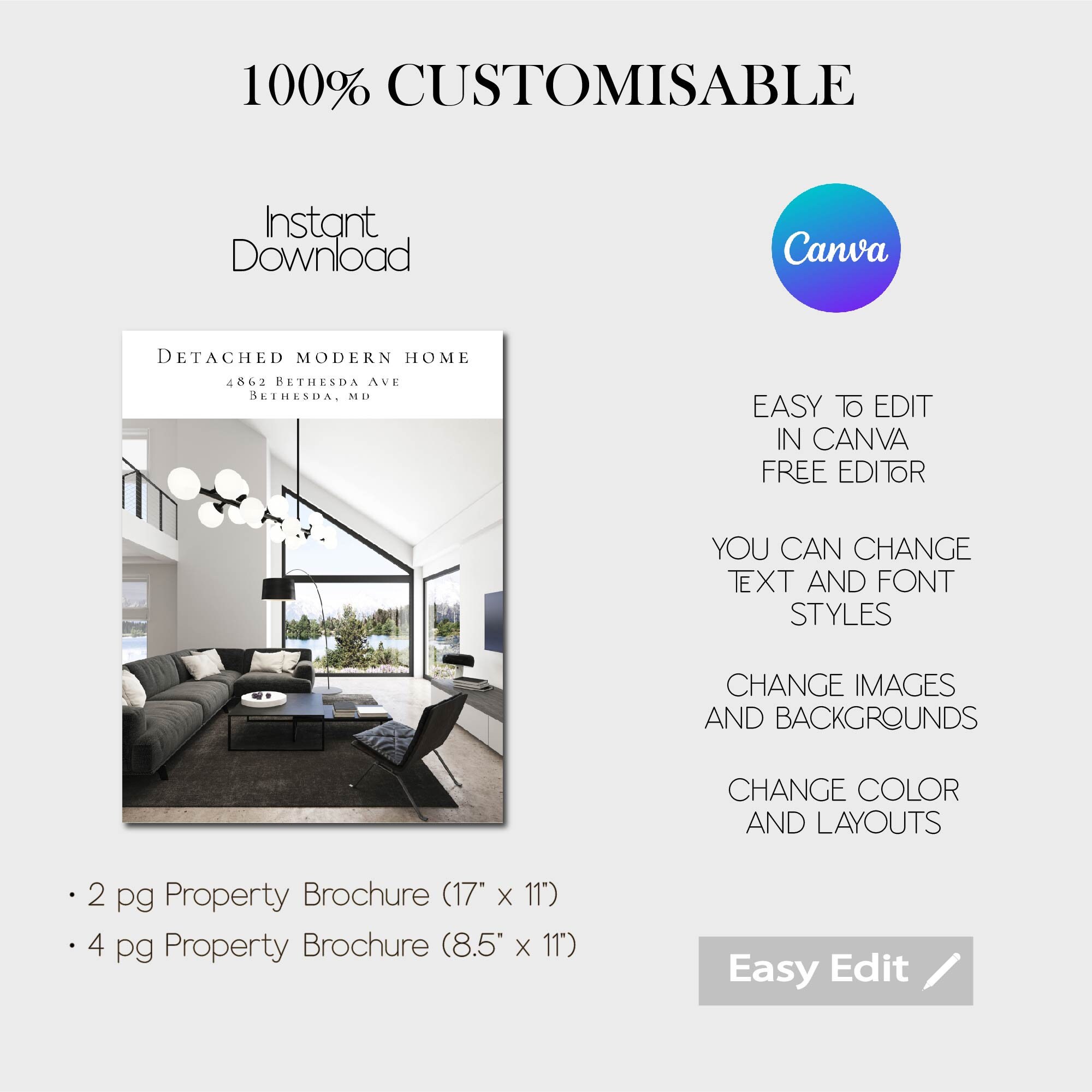 Real Estate Brochure, Luxury Property Brochure, for Sale Flyer, Listing ...