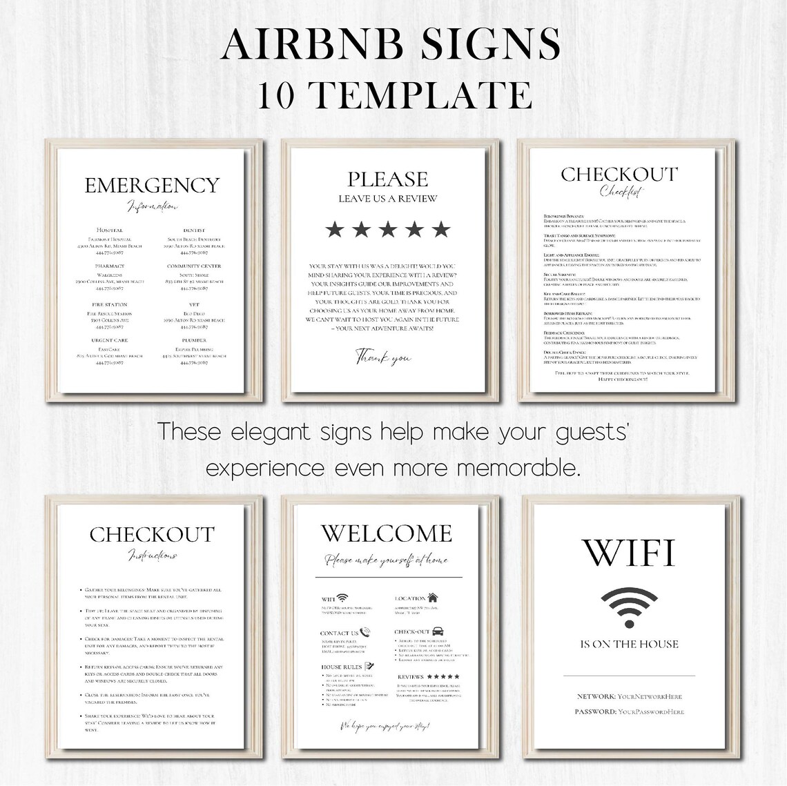 Airbnb Sign Bundle Template Airbnb Signage Signs for Rental Home Wifi ...
