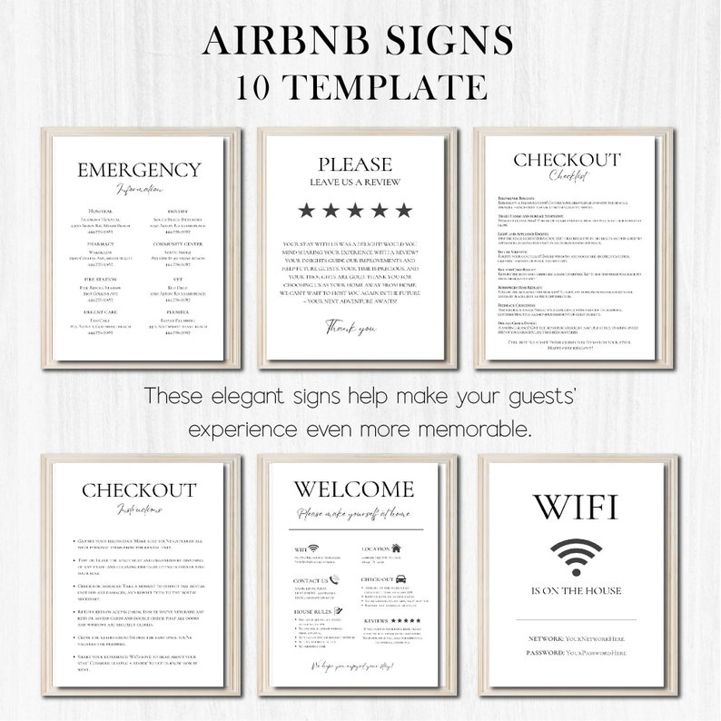 Airbnb Sign Bundle Template Airbnb Signage Signs for Rental Home Wifi ...