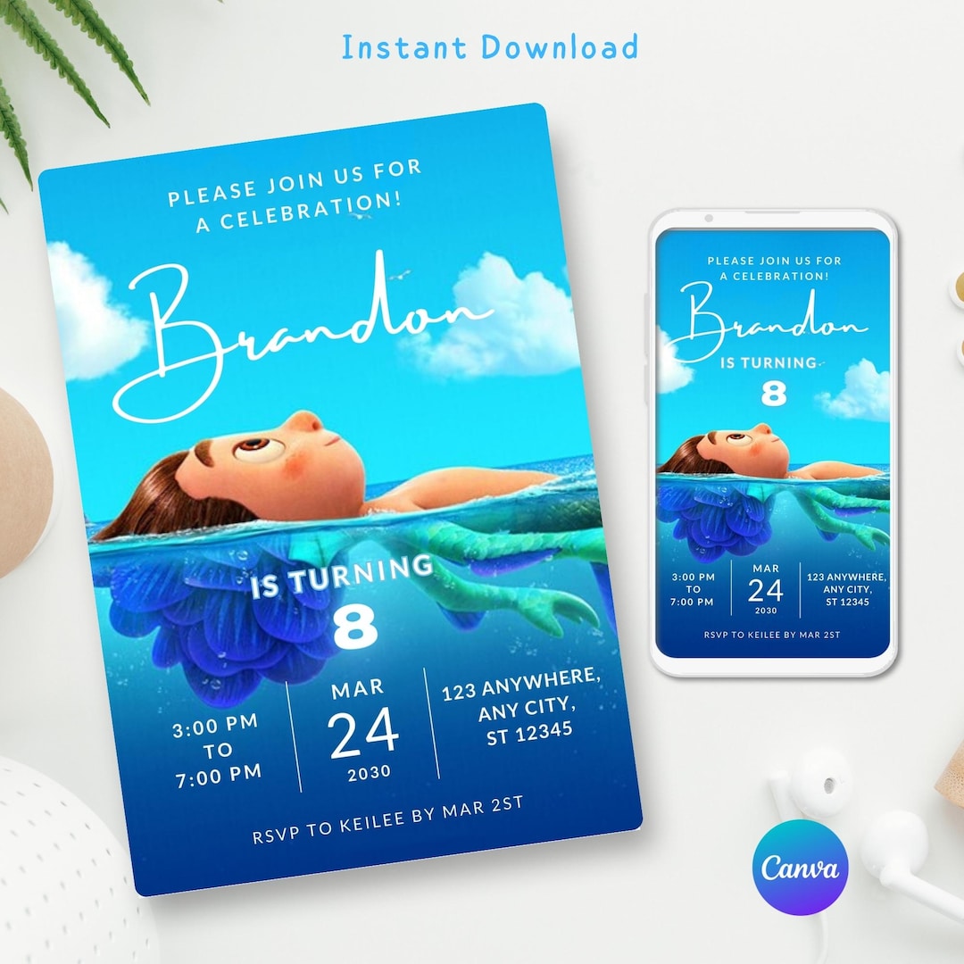 Luca Birthday Invitation, Luca Digital Invitation, Luca Printable ...