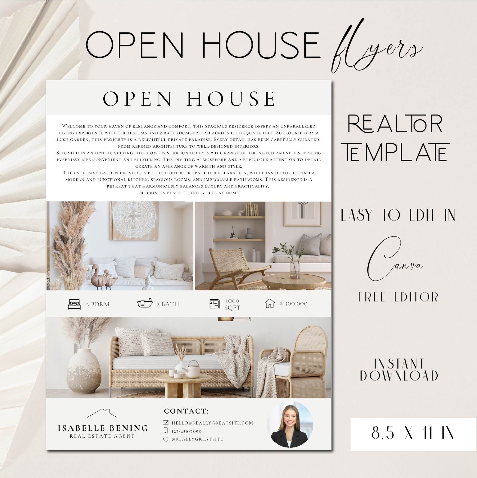 Real Estate Open House Flyer | Realtor Editable Template | Real Estate ...