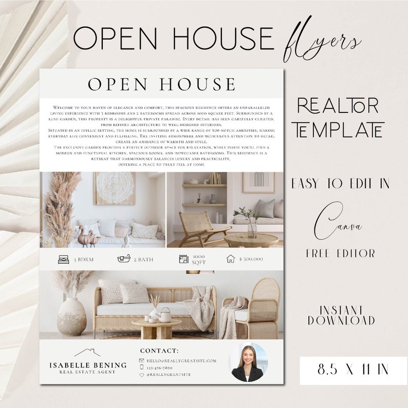 Real Estate Open House Flyer | Realtor Editable Template | Real Estate ...