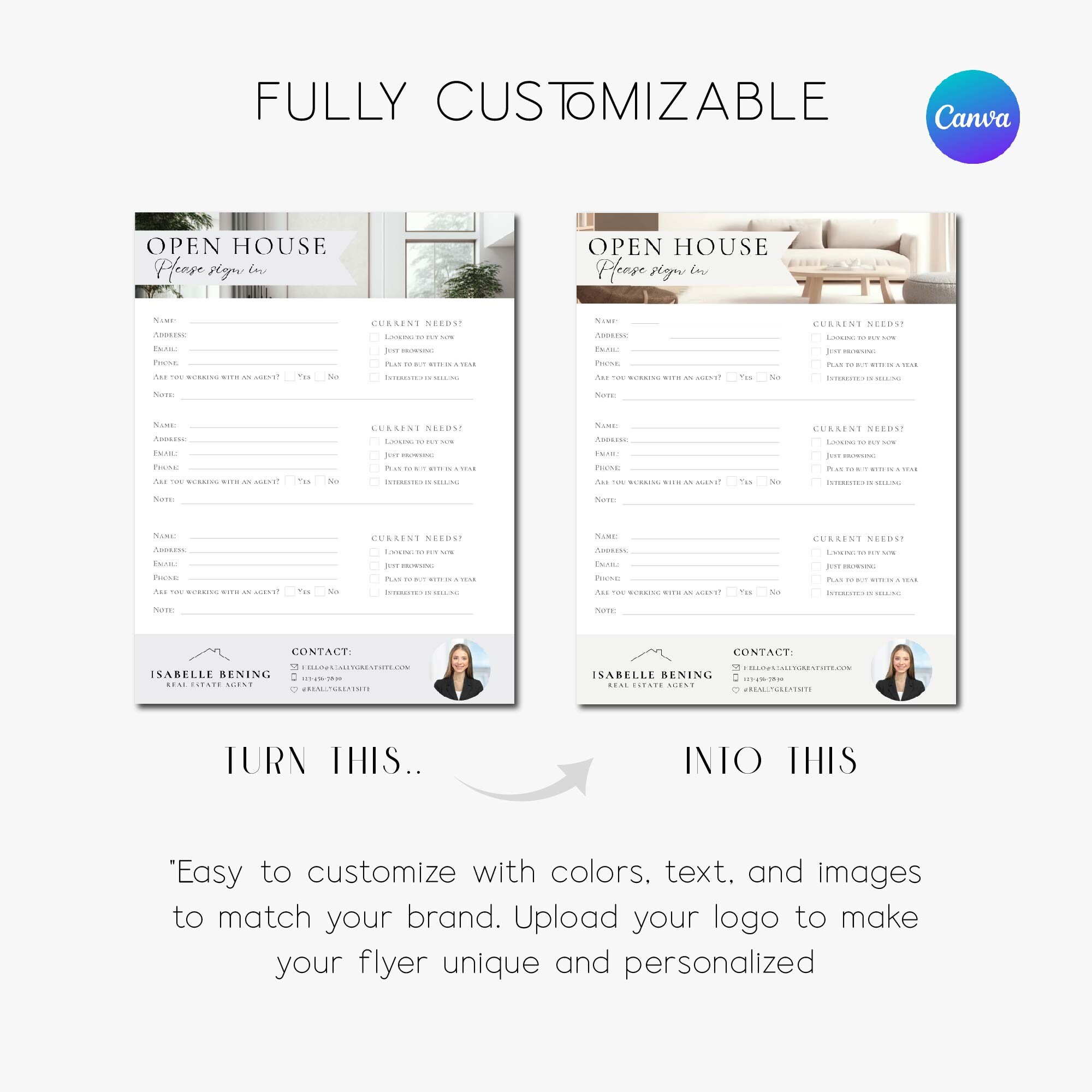 Editable Open House Sign in Sheet, Realtor Open House Form, Real Estate ...
