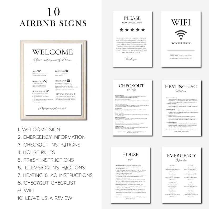 Airbnb Sign Bundle Template Airbnb Signage Signs for Rental Home Wifi ...