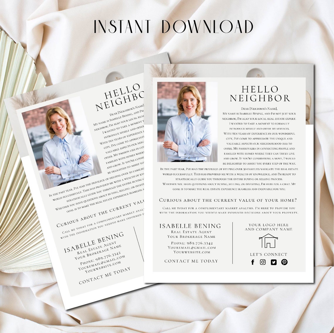 Real Estate Introduction Flyer | Realtor Hello Neighbor Letter ...