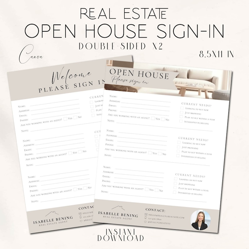 Editable Open House Sign in Sheet, Realtor Open House Form, Real Estate ...