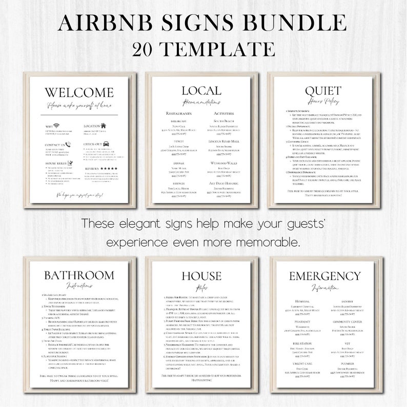 Airbnb Sign Bundle Template Airbnb Signage Signs for Rental Home Wifi ...