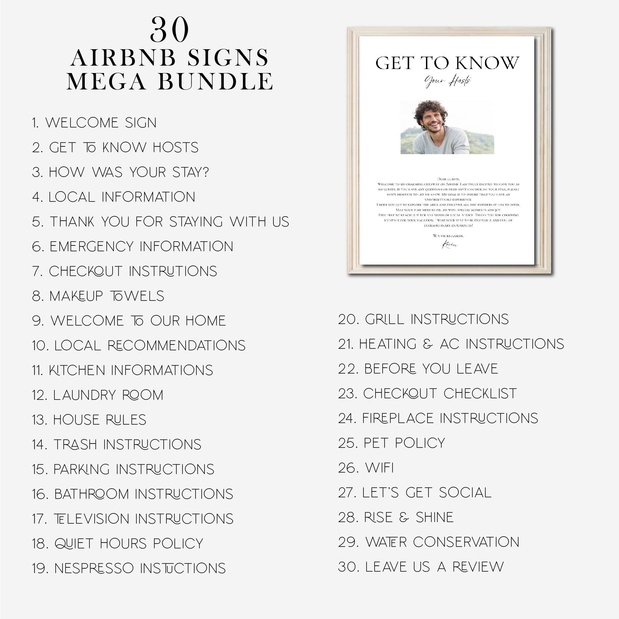 Airbnb Sign Bundle Template Airbnb Signage Signs for Rental Home Wifi ...