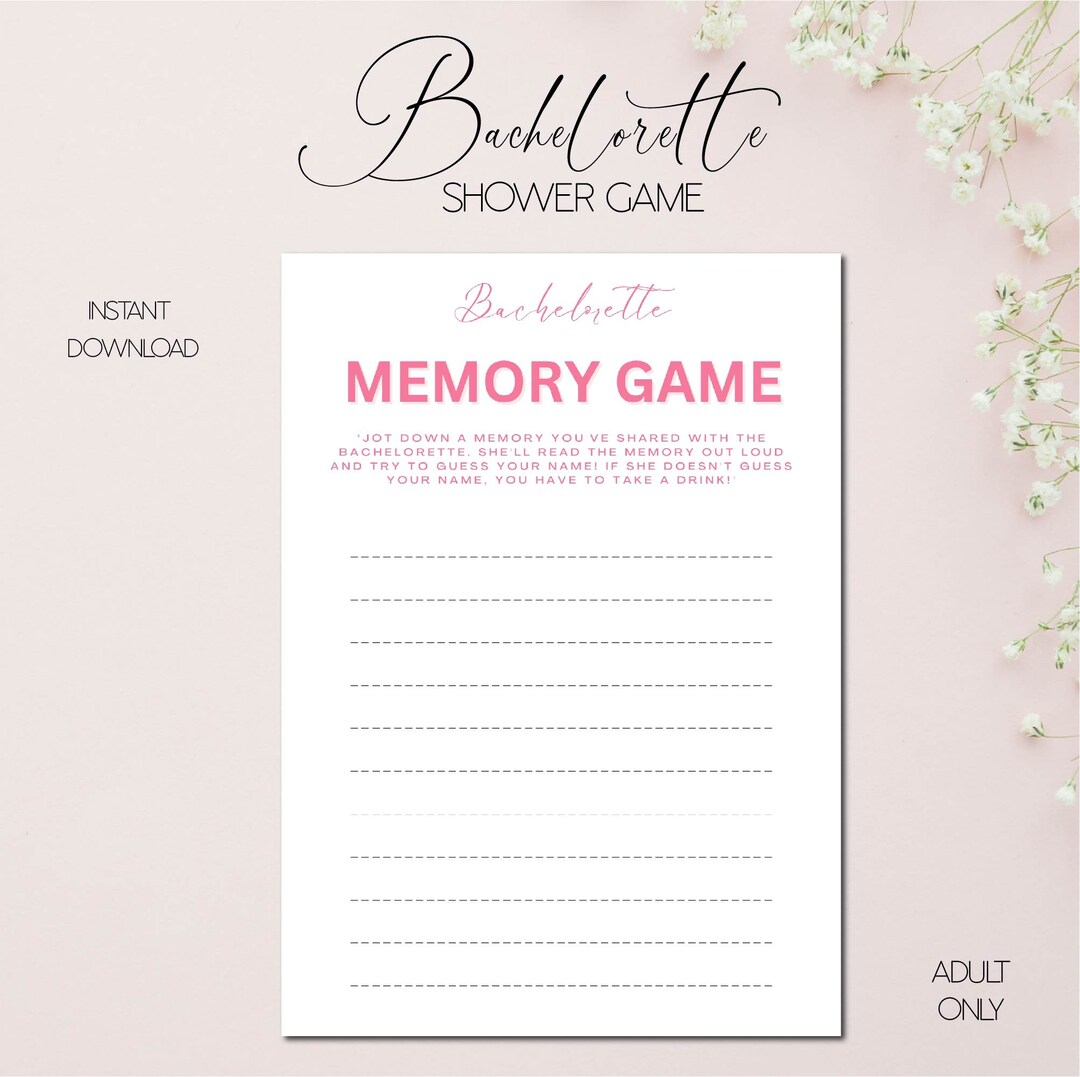 Memory Game, Bridal Shower Game, Printable Memory Game, Adults Only ...