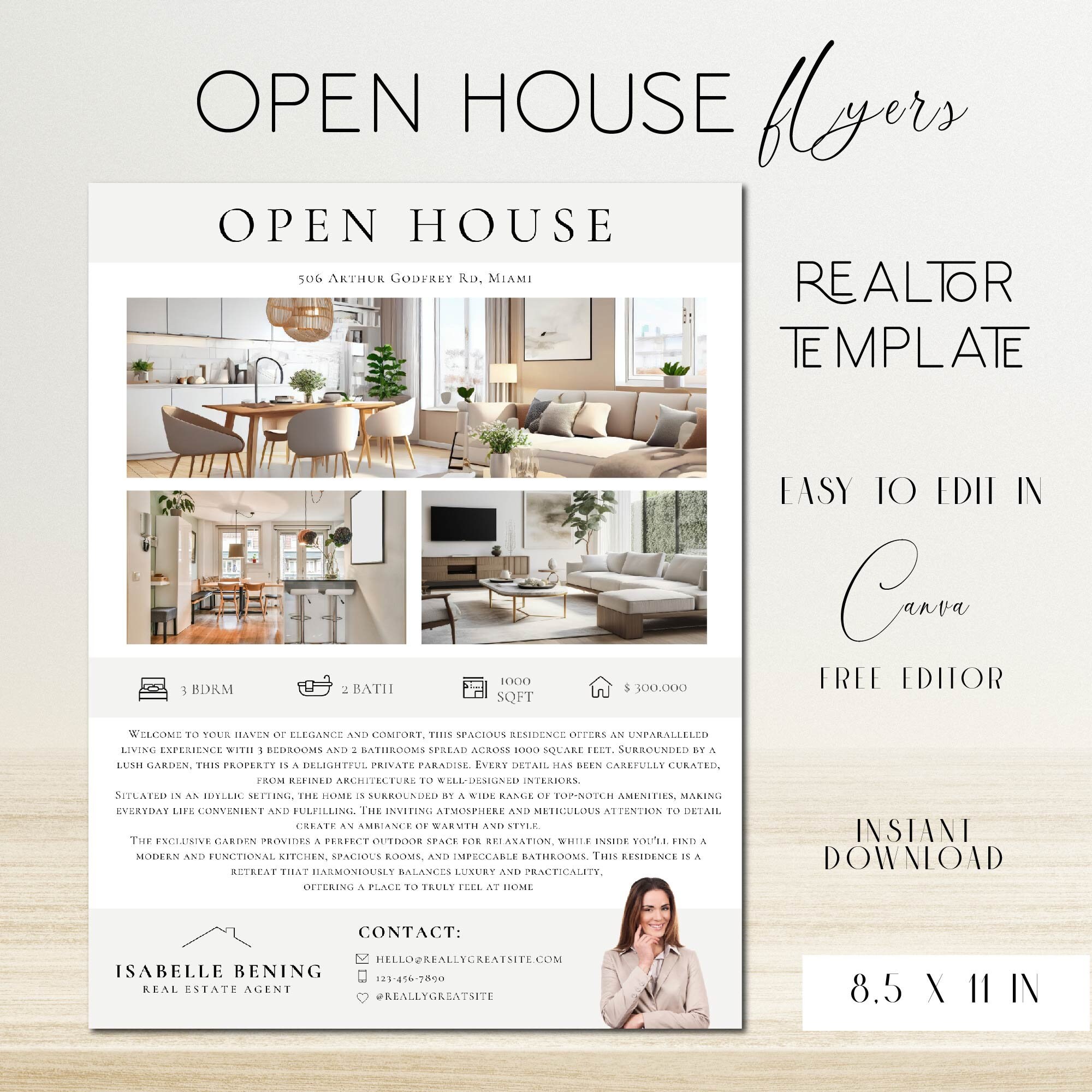 Real Estate Open House Flyer | Realtor Editable Template | Real Estate ...