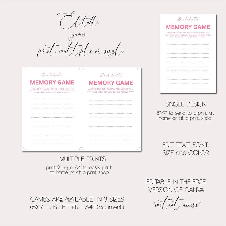 Memory Game, Bridal Shower Game, Printable Memory Game, Adults Only ...