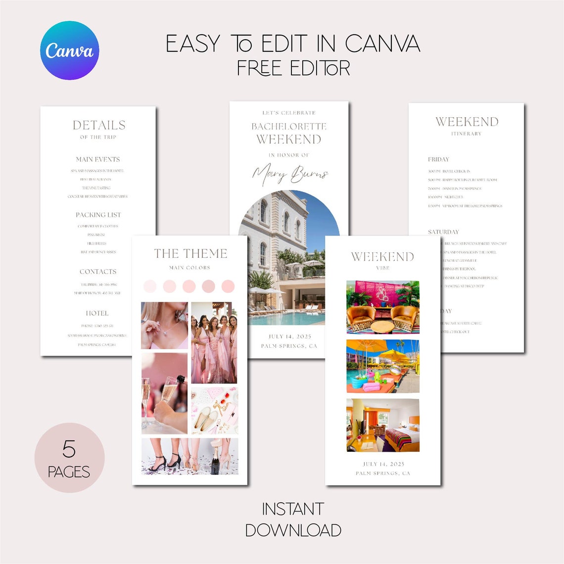 Digital Hen Party Itinerary Template, Hen Party Itinerary Template, Hen ...