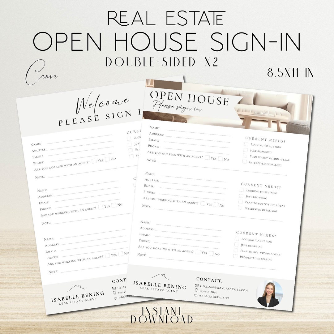 Editable Open House Sign in Sheet, Realtor Open House Form, Real Estate Marketing, Real Estate ...