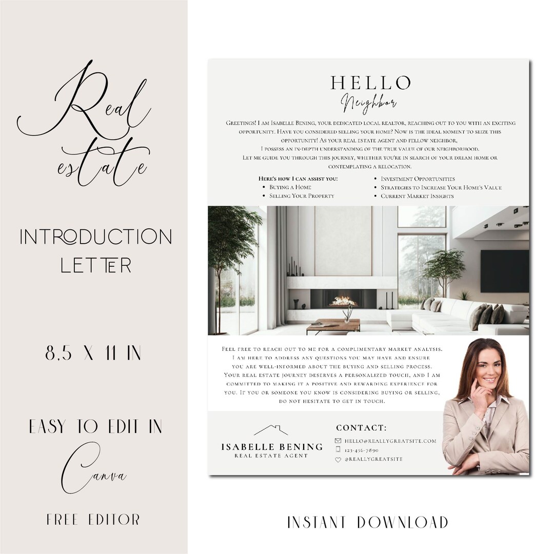 Real Estate Introduction Flyer | Realtor Hello Neighbor Letter ...