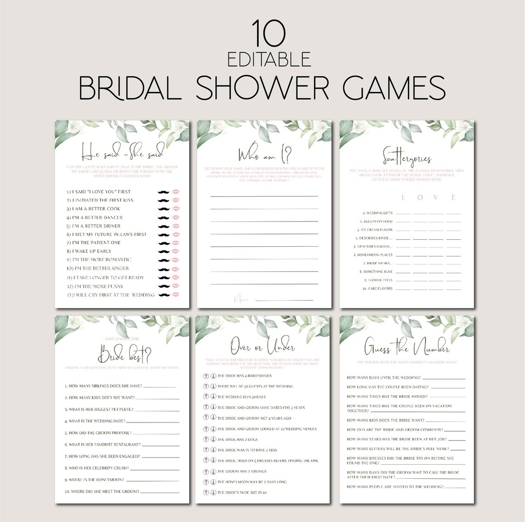 Bridal Shower Games, Clean Bachelorette, Wedding Shower Games ...