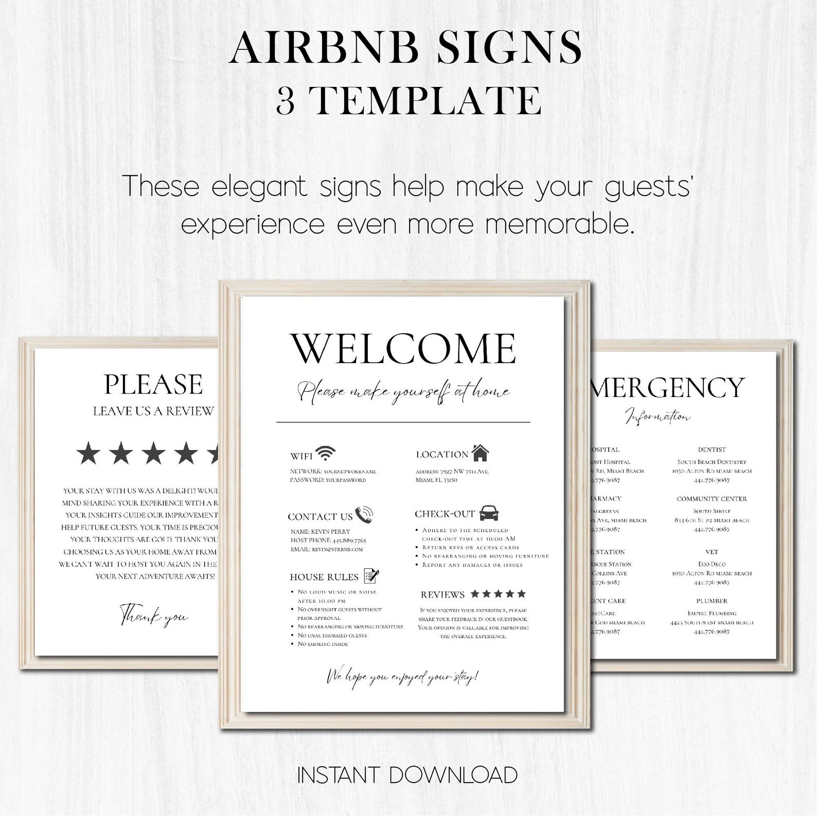 Airbnb Sign Template Airbnb Signage Signs for Rental Home Wifi Sign ...