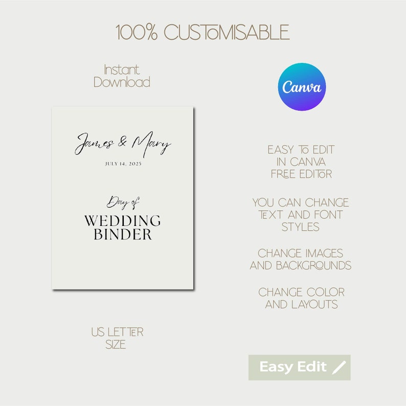The Ultimate Wedding Day Binder Template, Edit in Canva, Wedding ...