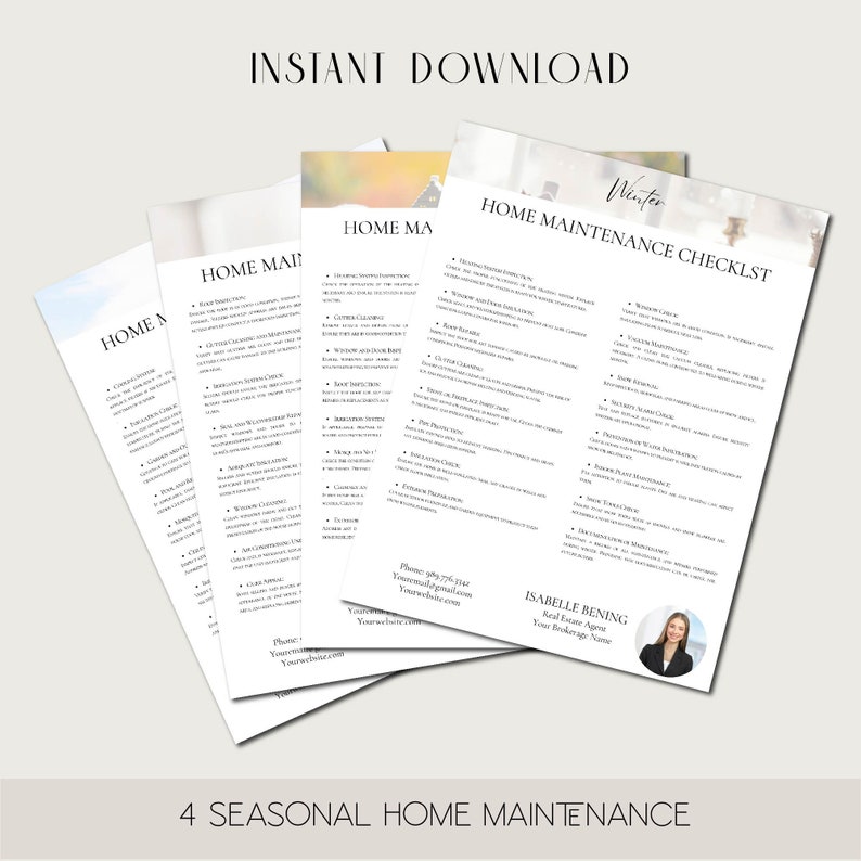 Seasonal Home Maintenance Checklist for Real Estate Agents - INSTANT ...