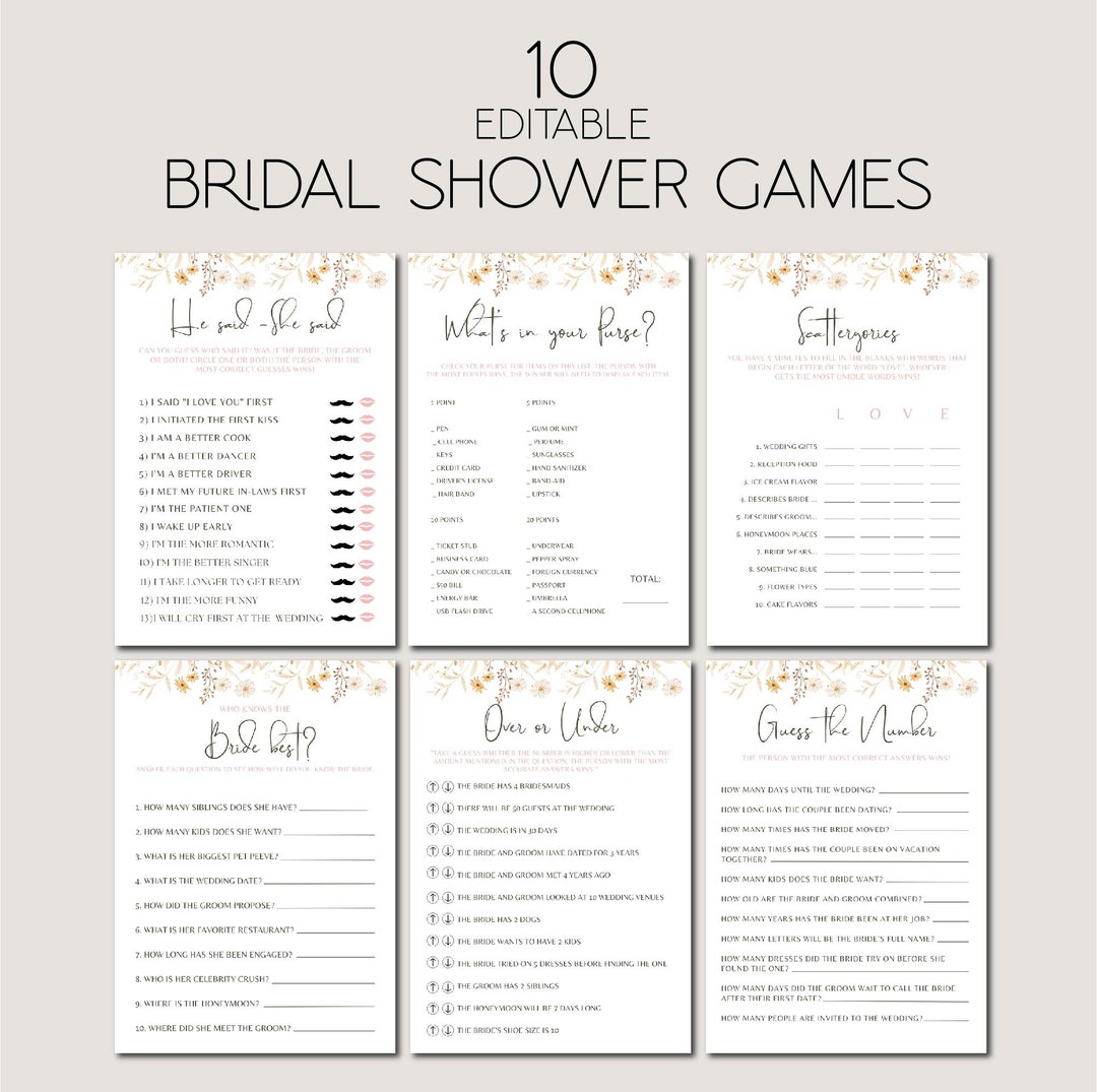 Bridal Shower Games, Clean Bachelorette, Wedding Shower Games ...