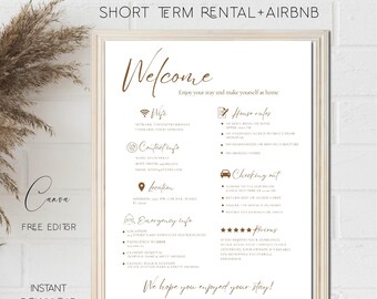Editable Airbnb Welcome Guide Signage, Printable Short Term Rental ...