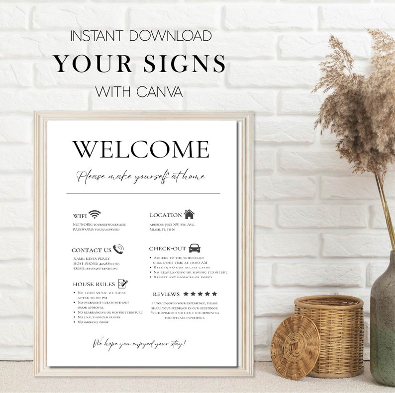 Airbnb Sign Bundle Template Airbnb Signage Signs for Rental Home Wifi ...